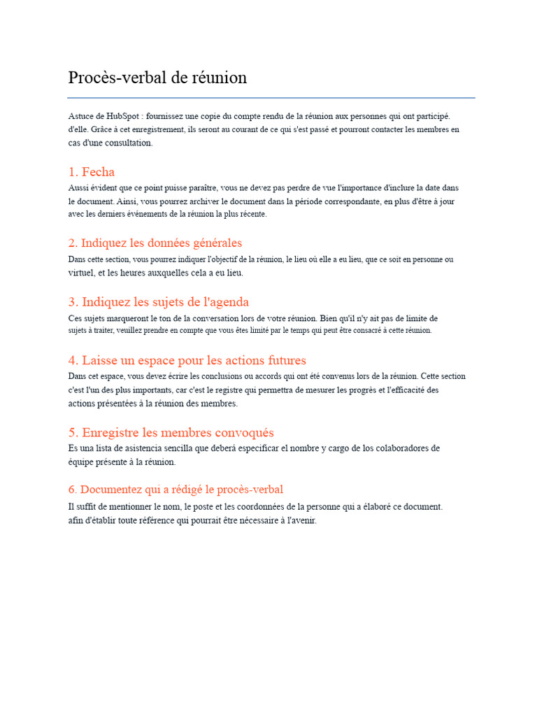 Modèle de procès-verbal de réunion | PDF