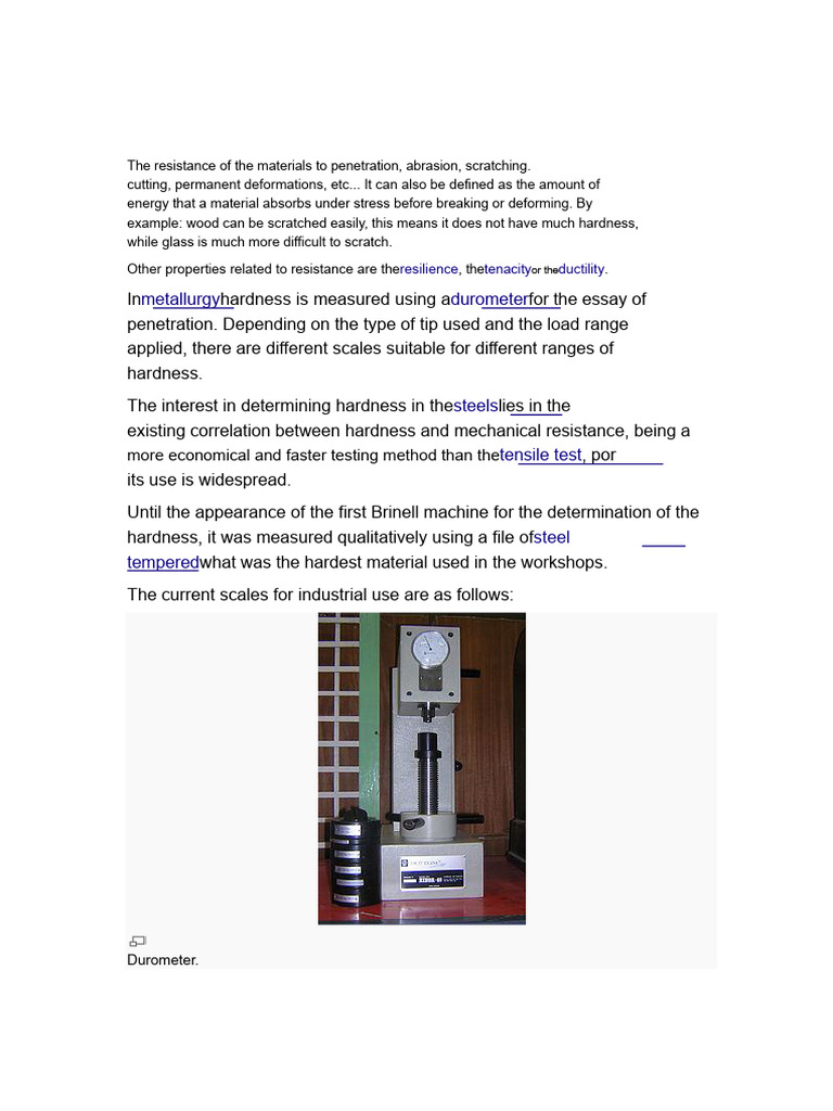 The Hardness of Materials | PDF | Hardness | Applied And ...