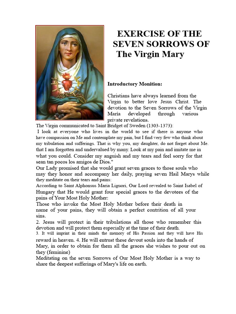 Exercise of The Seven Sorrows of The Virgin Mary | PDF | Mary, Mother ...