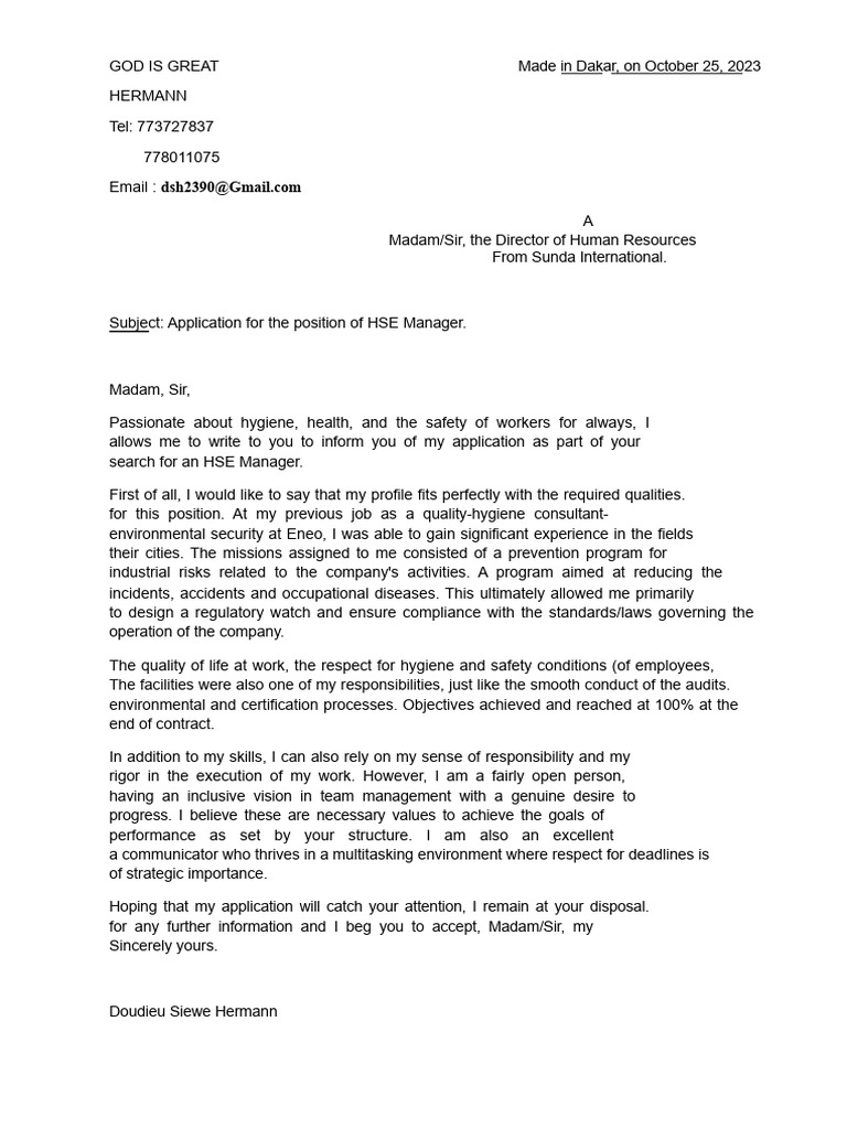 HSE Manager Application by Doudieu Hermann | PDF