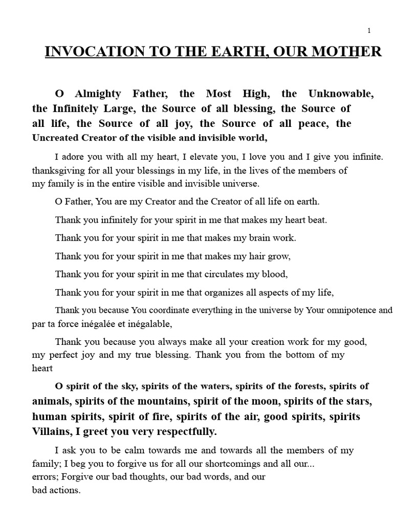 Invocation To The Earth, Our Mother | PDF