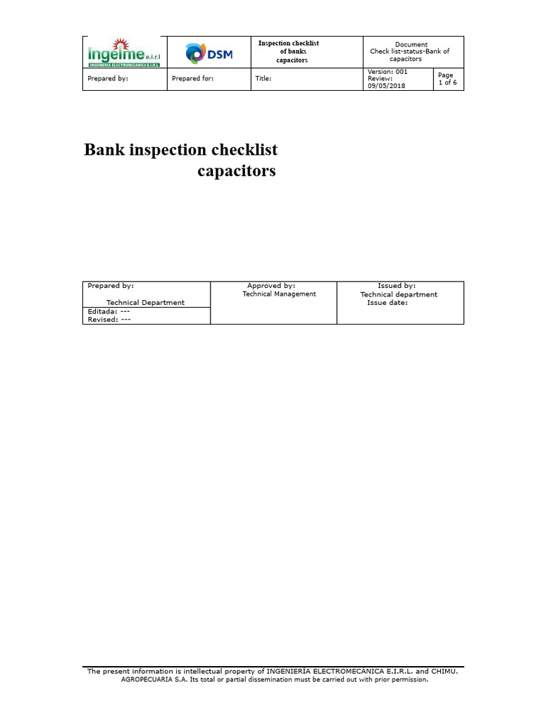 Capacitor Bank Inspection Checklist | PDF | Manufactured Goods ...