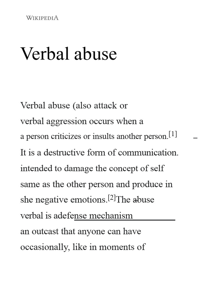 Verbal Abuse - Wikipedia, The Free Encyclopedia PDF | PDF