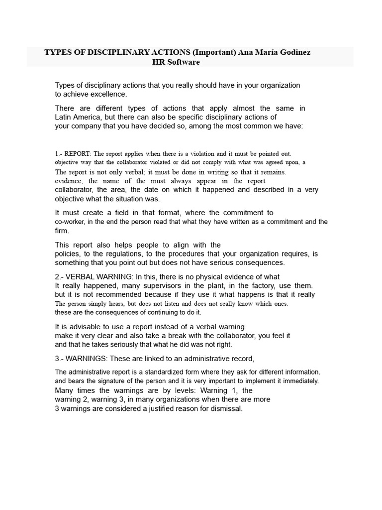 Disciplinary Actions in Organizations | PDF | Policy
