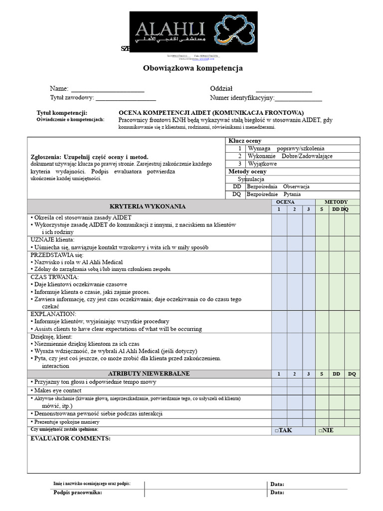 Lista Kompetencji Aidet | PDF