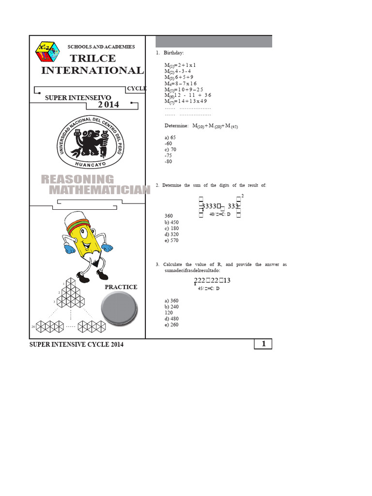 Practice No. 04 - Mathematical Induction and Deduction TRILCE | PDF ...