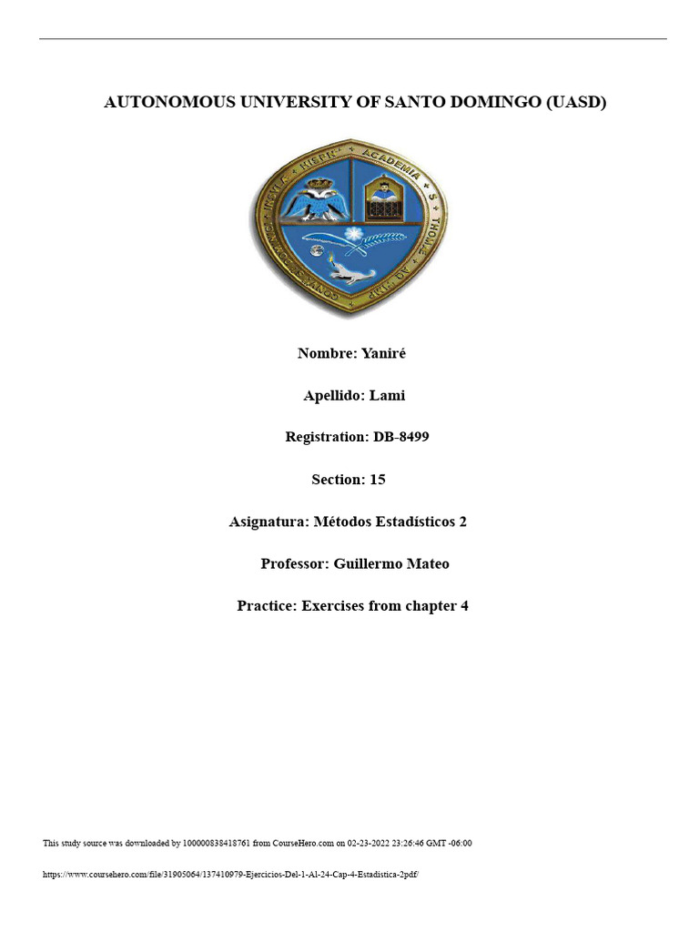 Exercises From 1 To 24 Chapter 4 Statistics 2 PDF | PDF | Economies