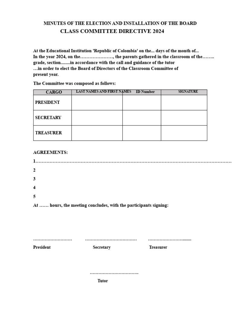 Minutes of The Election of The Class Committee 2024 | PDF