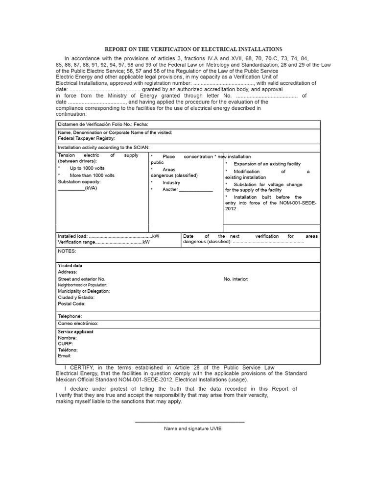 Electrical Installation Verification Report | PDF | Verification And ...