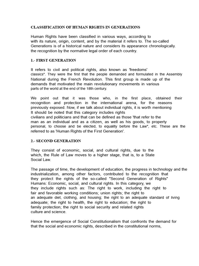 Human Rights Generations Explained | PDF | Rights | Human Rights