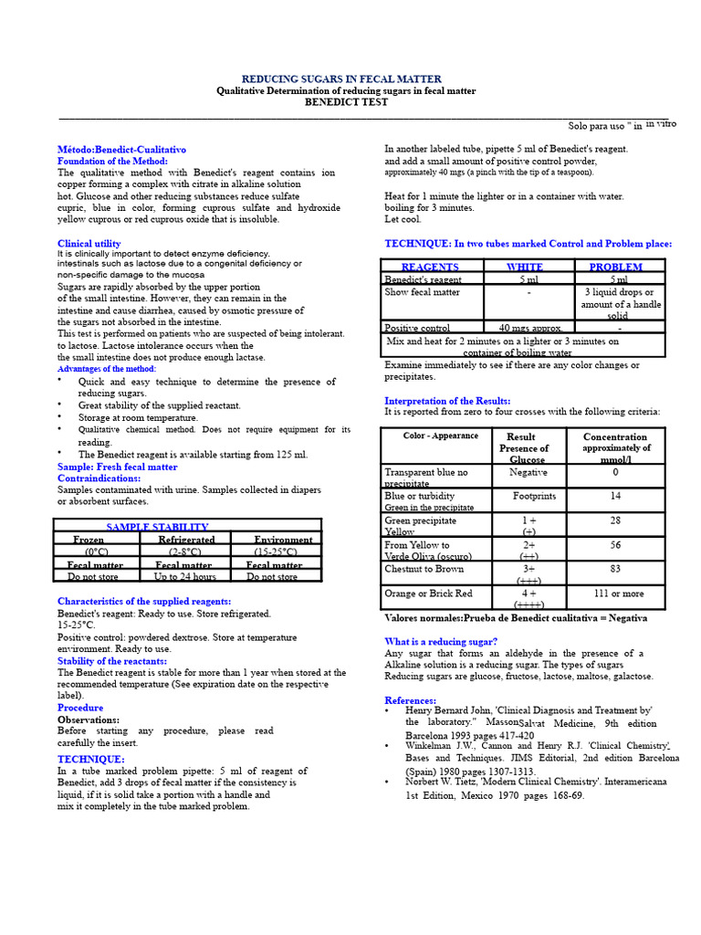 Qualitative Reducing Sugars Test in Feces | PDF | Chemistry | Chemical ...