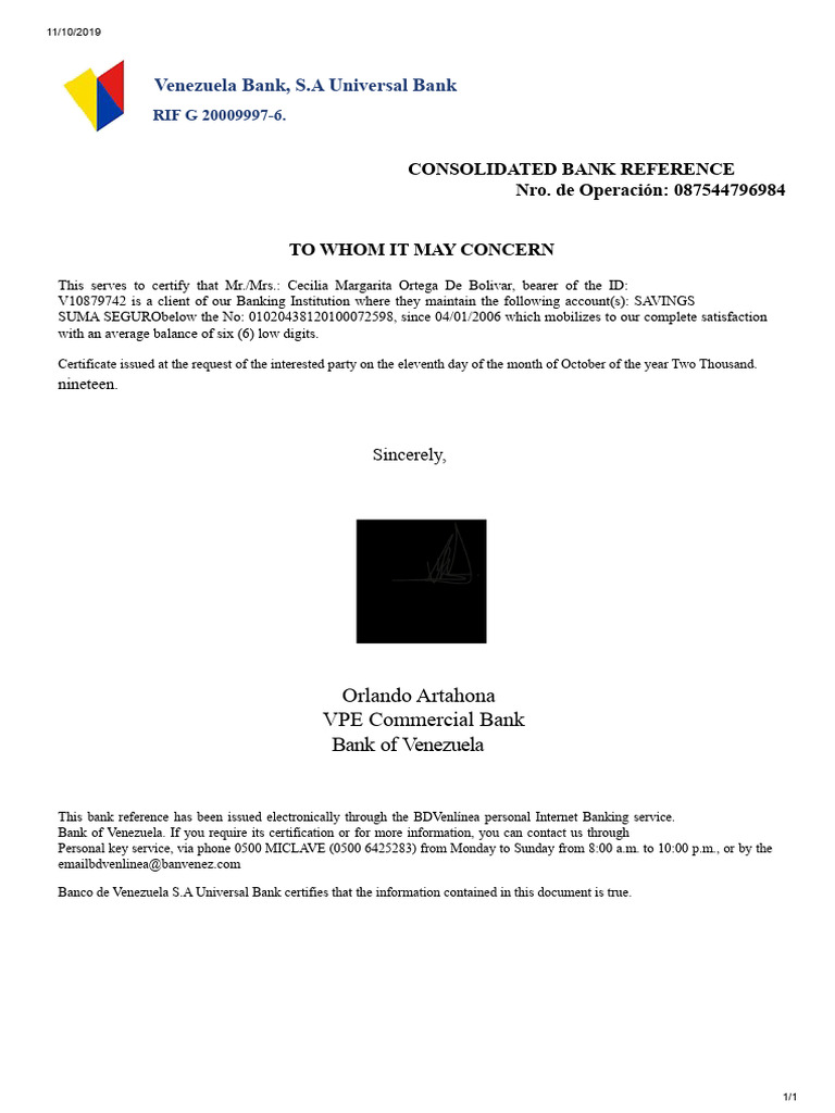 Bank Certificate | PDF