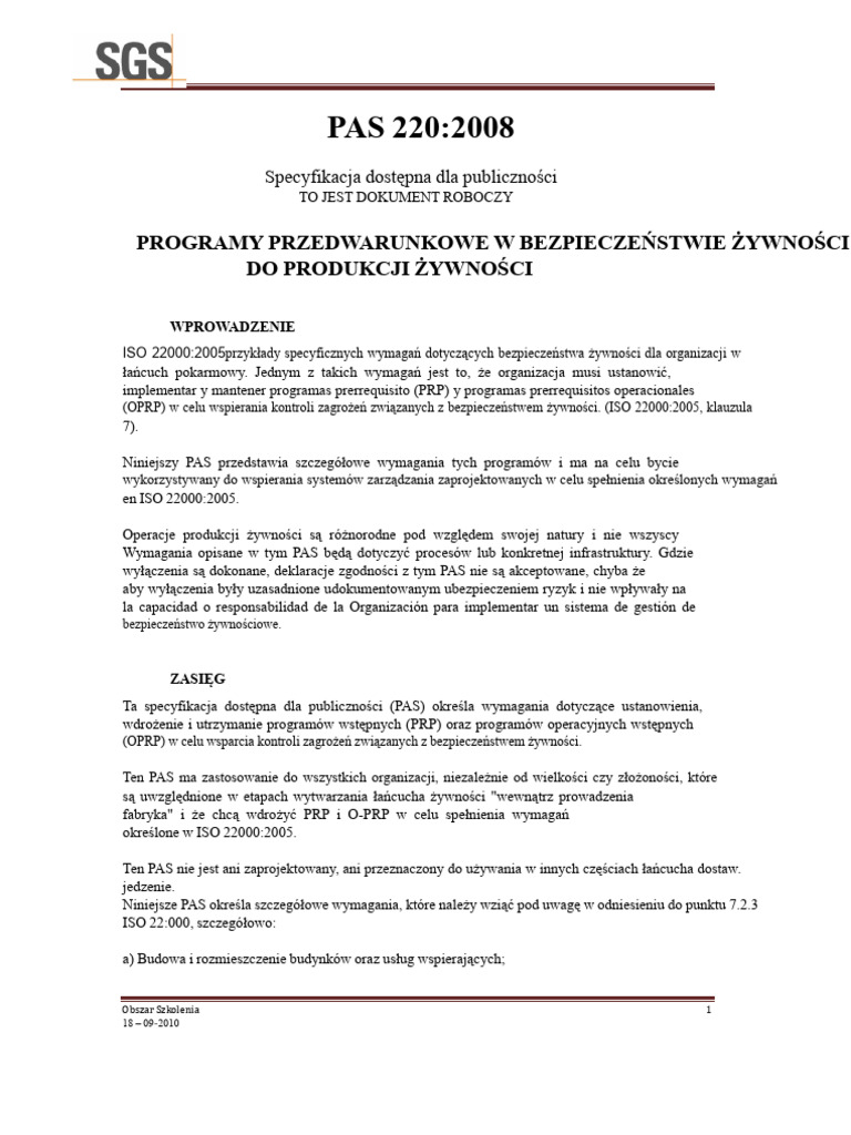 Norma - PAS 220 | PDF