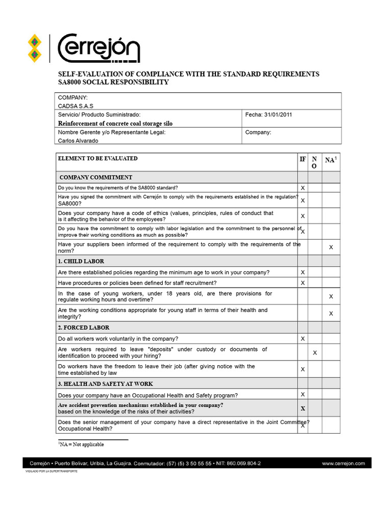 Sa8000 Self-Assessment | PDF | Occupational Safety And Health | Salary