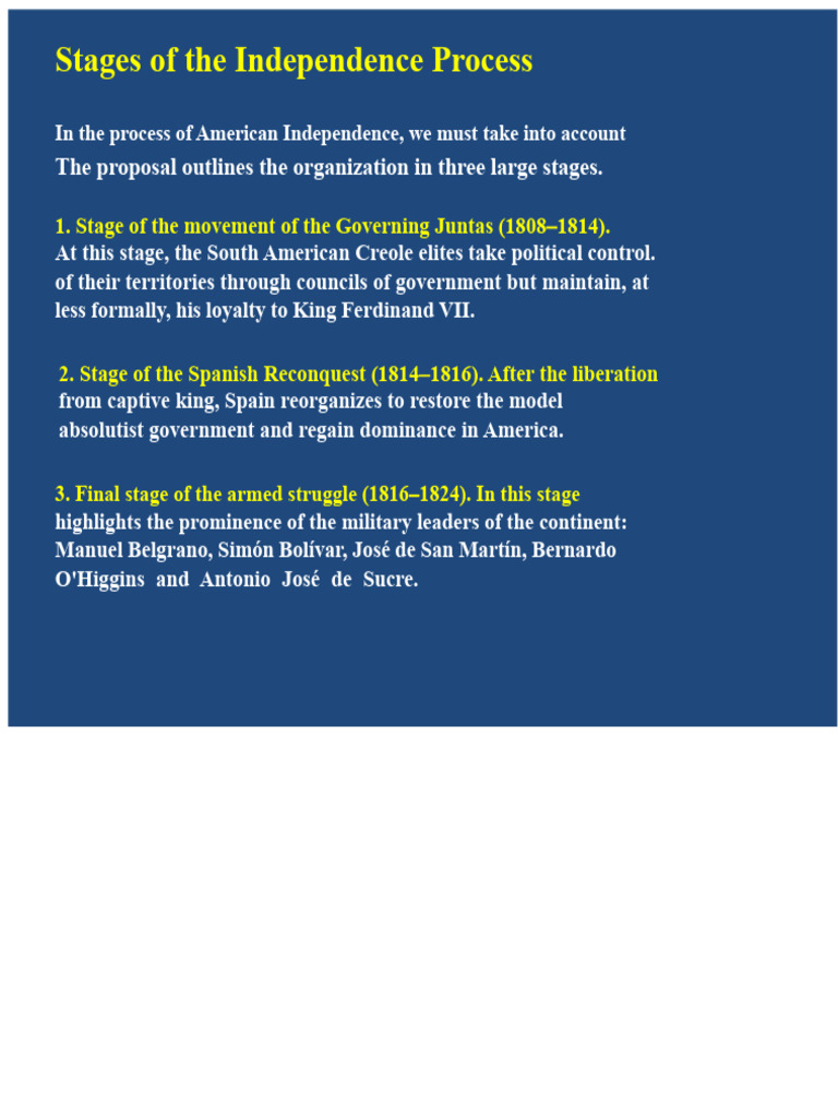 Stages of American Independence Process | PDF | Spanish Empire | Latin ...