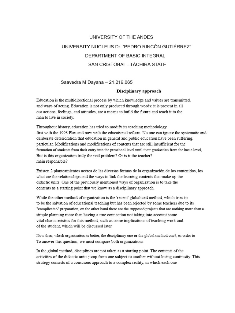 Disciplinary Approach | PDF | Knowledge | Thought