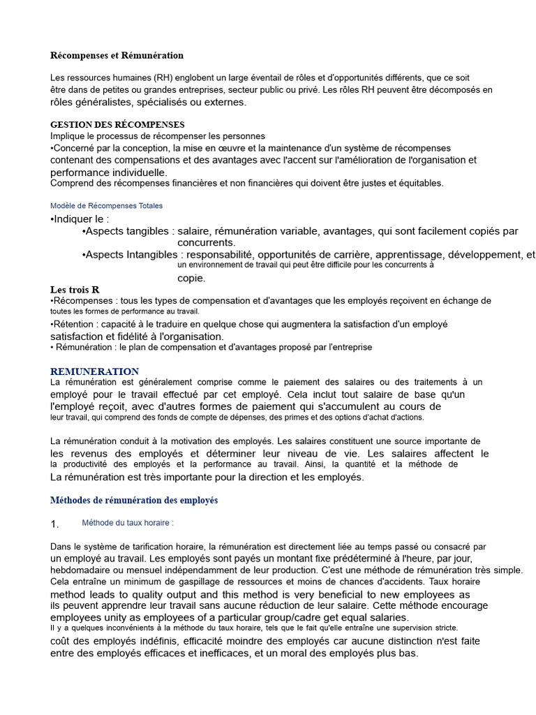 Gestion des Récompenses et Rémunération | PDF | Salaires | Gestion des ...