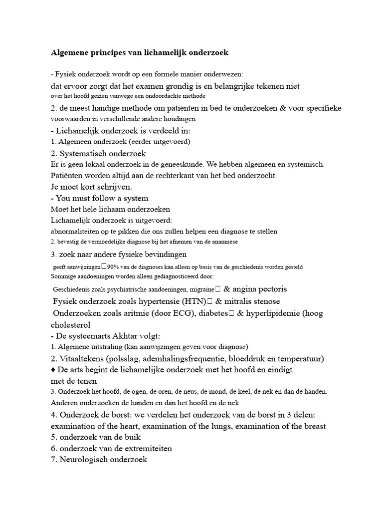 Algemene Principes Van Lichamelijk Onderzoek | PDF