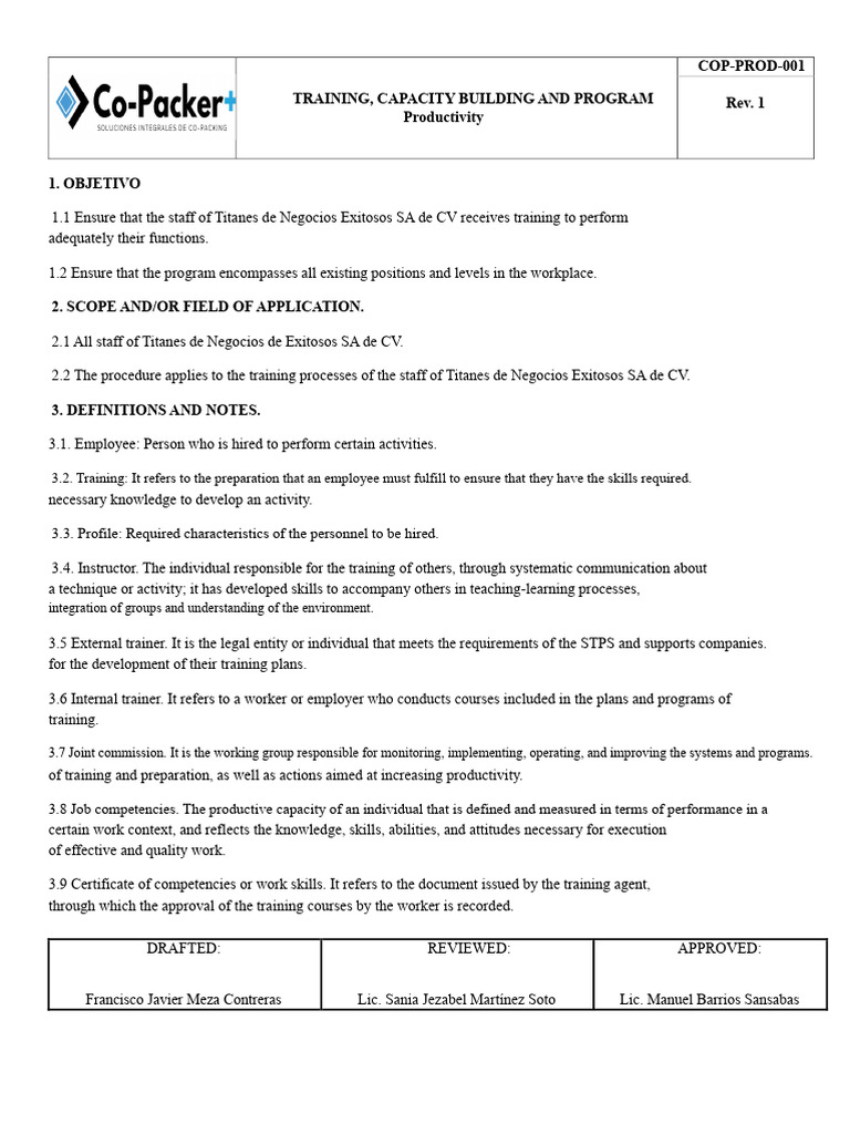 Prerequisite Program Training Capacitation and Productivity | PDF ...