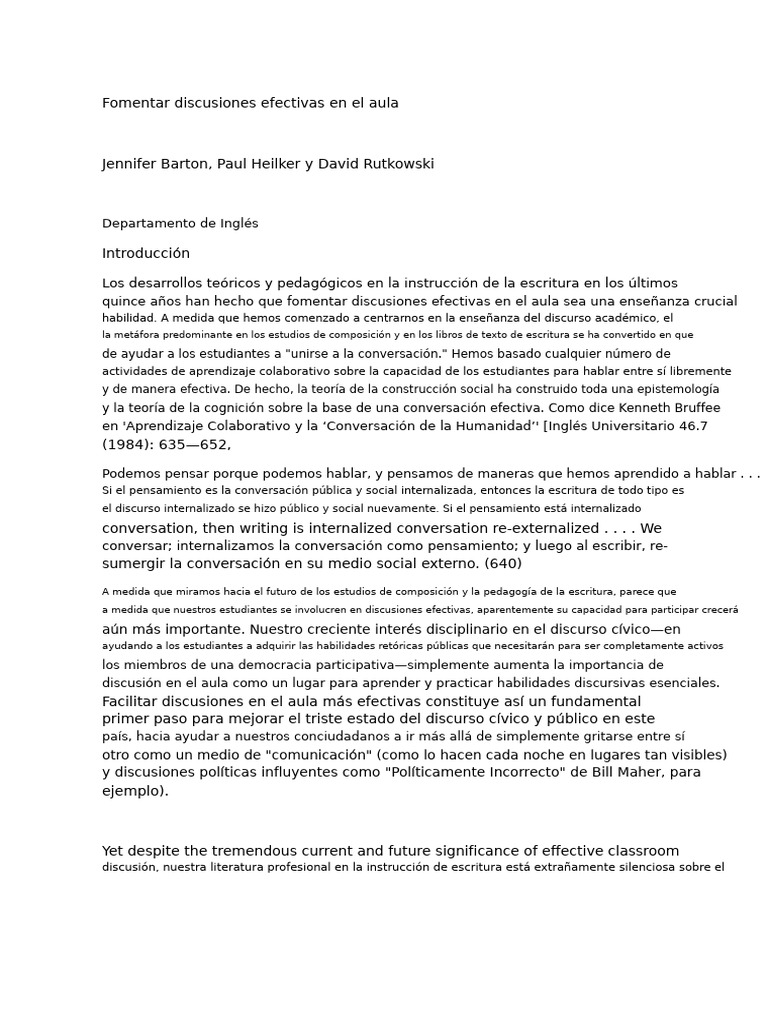 Estrategias para discusiones efectivas en clase | PDF | Enseñando ...