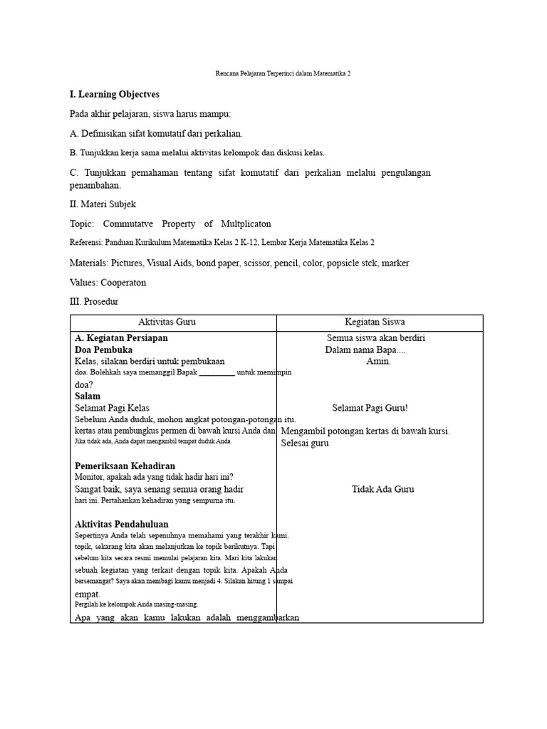 Sifat Komutatif Perkalian Kelas 2 | PDF