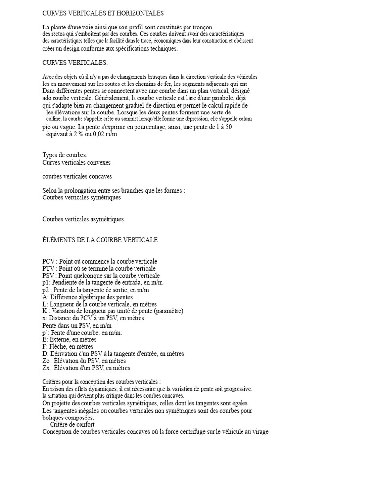 Conception de courbes verticales et horizontales | PDF | Cercle ...