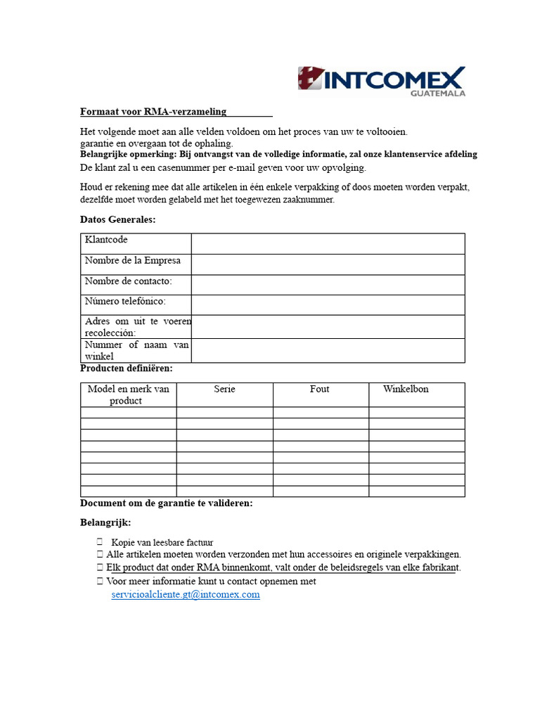 Formaat Voor RMA-collectie | PDF