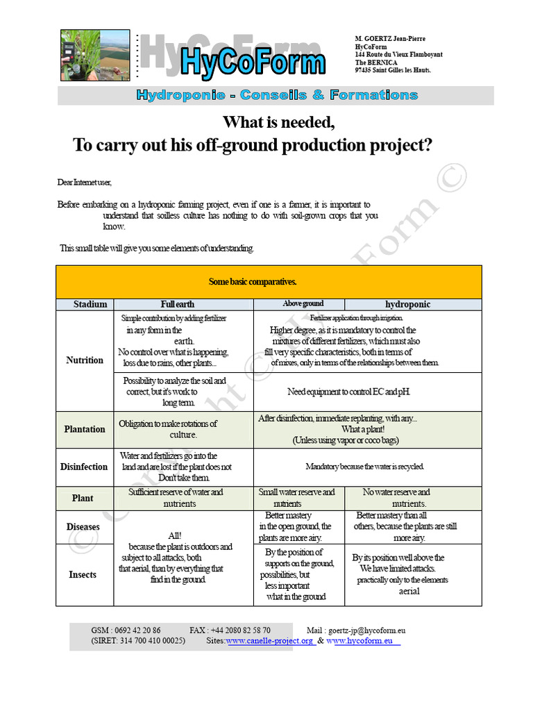 What Is Needed To Carry Out Your Hydroponic Project at Hycoform? | PDF ...