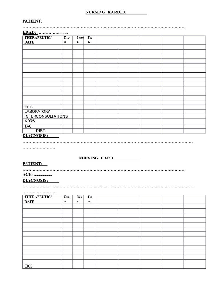 Nursing Kardex | PDF