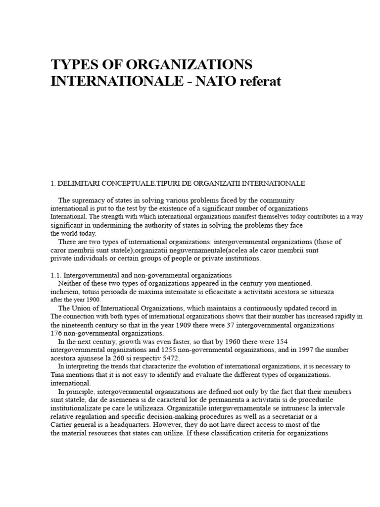 Types of International Organizations | PDF | Globalization ...