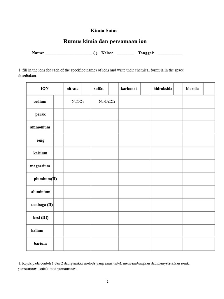 Rumus dan Persamaan Ion Kimia | PDF