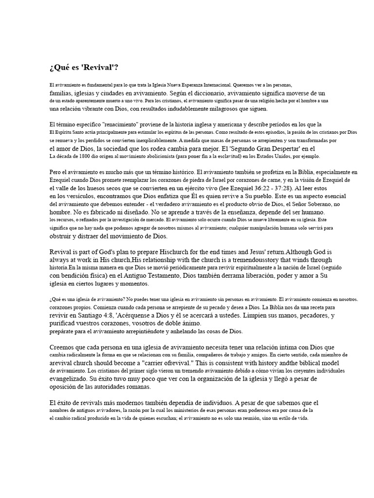 ¿Qué Es El Avivamiento? | PDF | Renacimiento cristiano | Iglesia cristiana