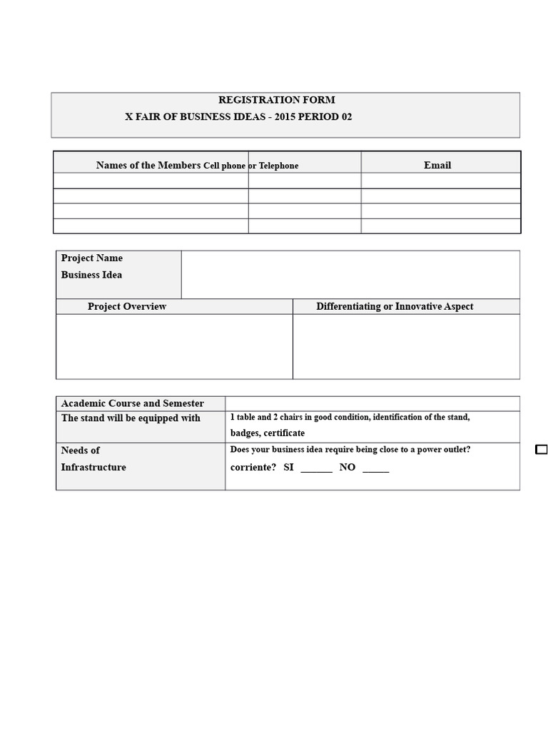 Registration Format Fair | PDF