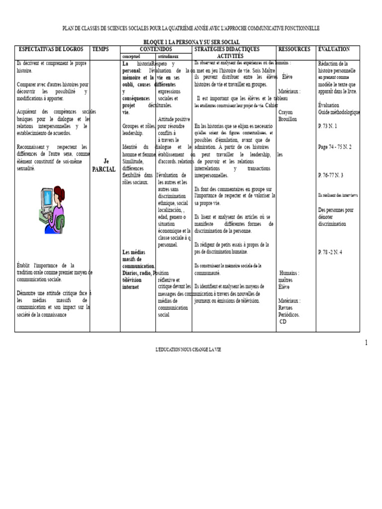 Plan de cours en sciences sociales 4e année | PDF | Environnement ...