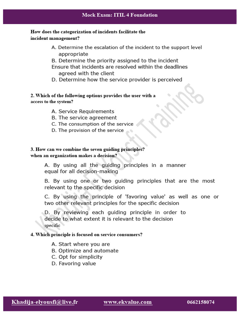 ITIL V3 Mock Exam | PDF | Incident Management | Supply Chain