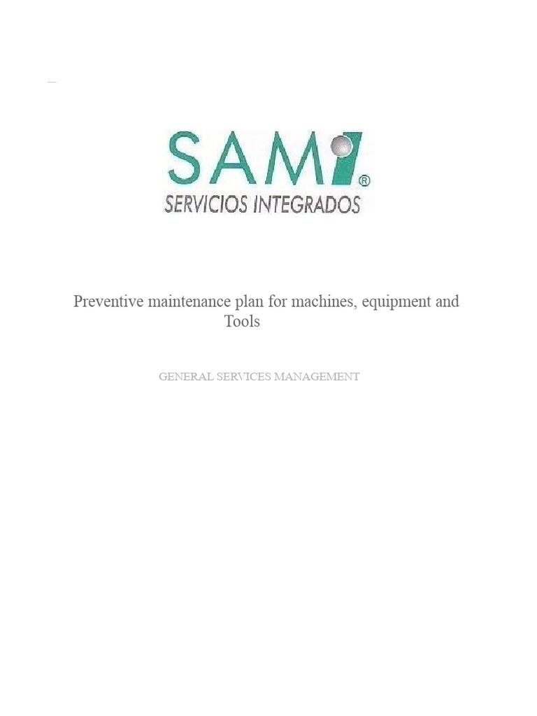 Preventive Maintenance Plan for Equipment | PDF | Mechanical ...