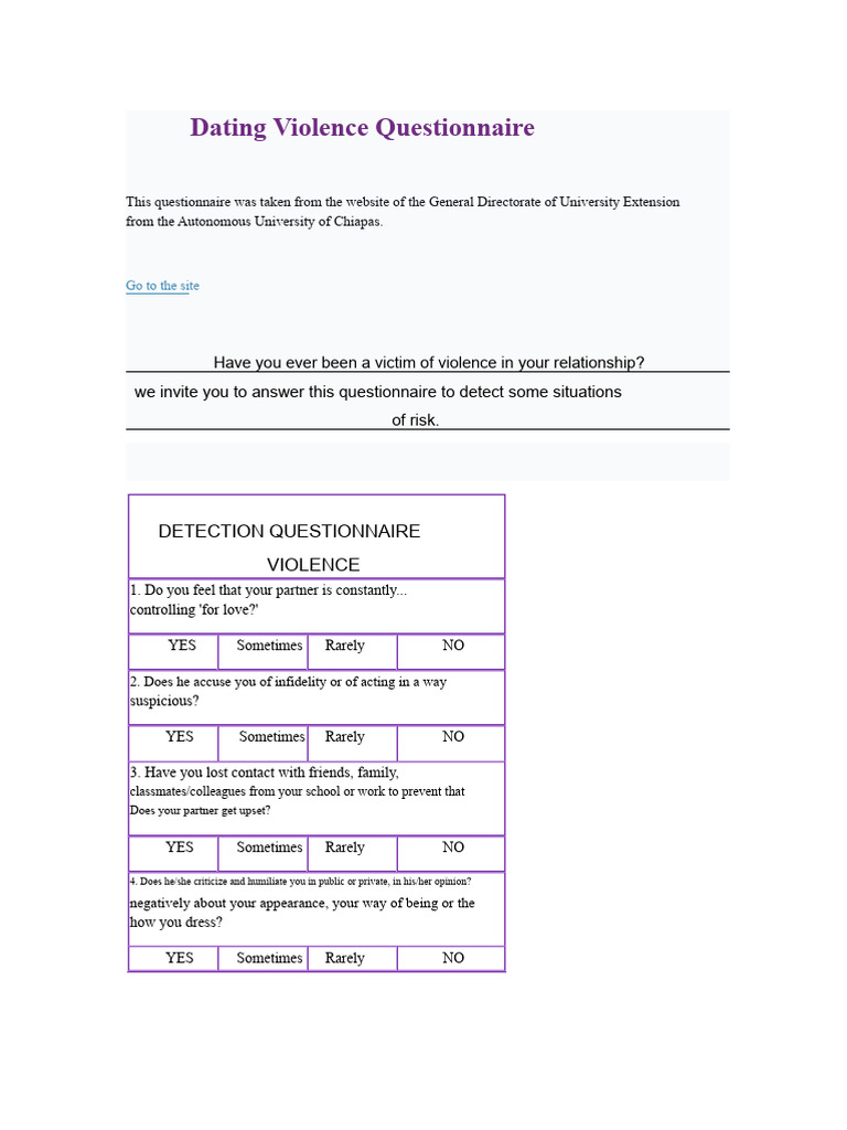 Dating Violence Risk Assessment Tool | PDF | Violence | Gender Related ...