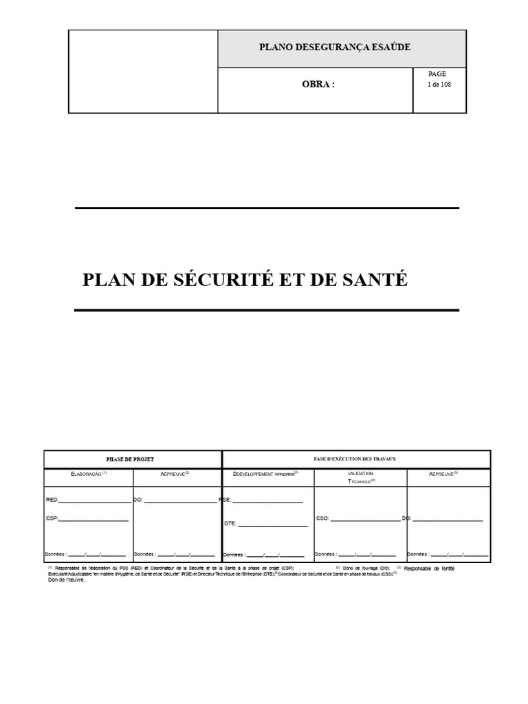 Plan de Sécurité et Santé au Travail | PDF | Sécurité | Directive ...