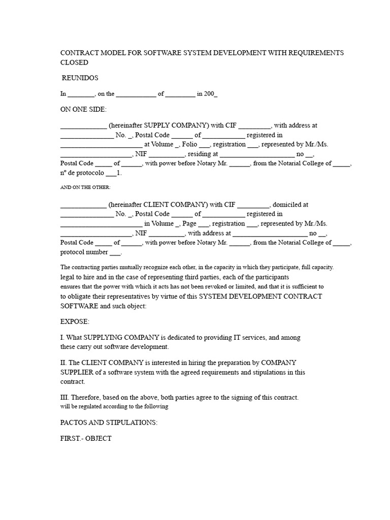 Software Development Contract Template | PDF | Software | Business Law