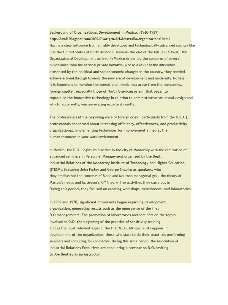 Background of Organizational Development in Mexico | PDF | Action ...