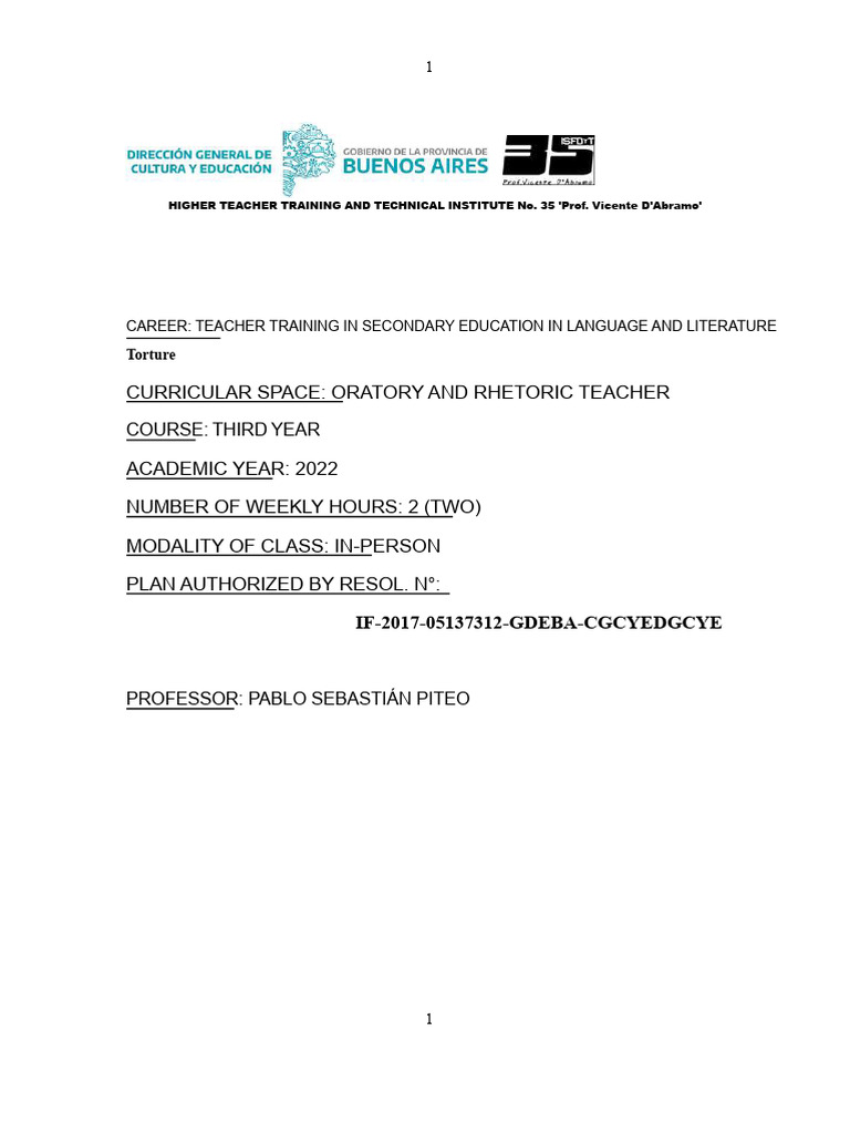 Oratory and Teaching Rhetoric (Course Program) | PDF | Rhetoric | Human ...