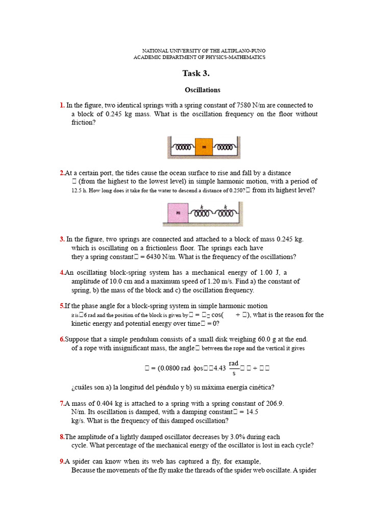 4. Oscillations - ASSIGNMENT | PDF | Oscillation | Mechanics