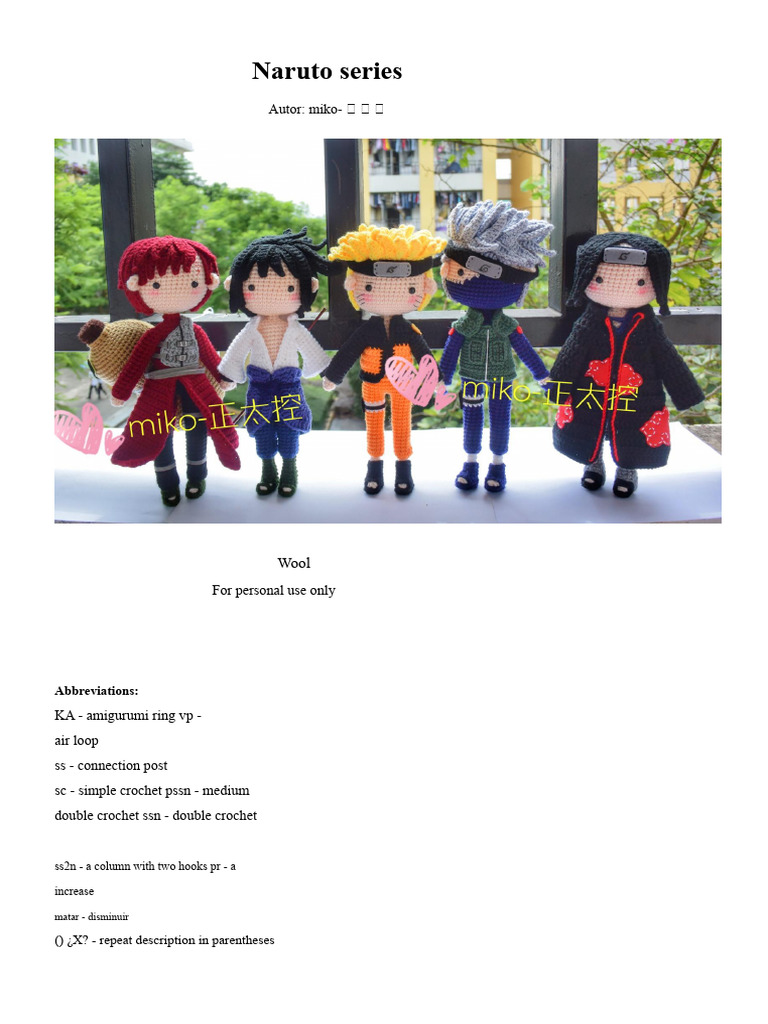 Naruto Amigurumi Crochet Patterns | PDF | Crochet | Knitting
