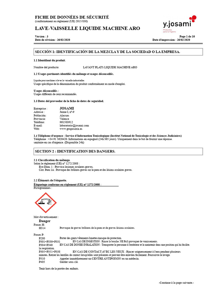 FDS Lave-Vaisselle Machine Aro | PDF | Hydroxyde de sodium