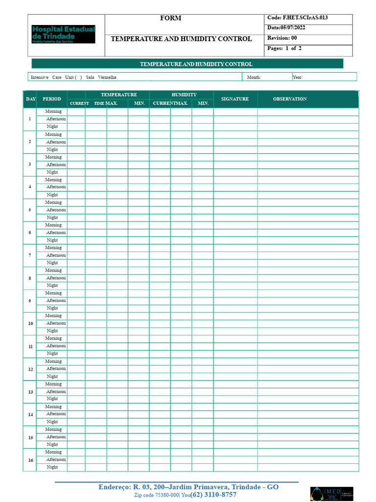 F.het - SCIrAS.013 - Temperature and Humidity Control ICU - PRINT | PDF