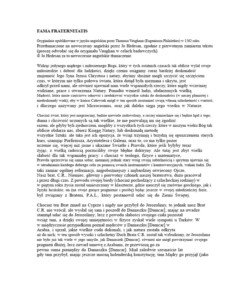 Fama Fraternitatis | PDF