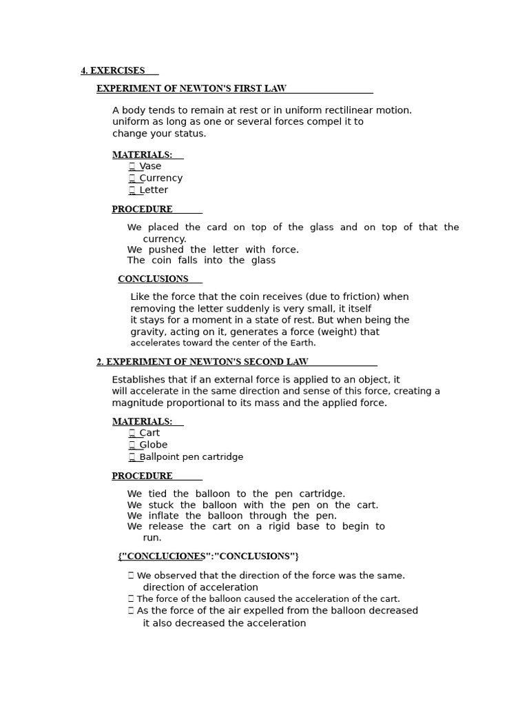 Newton's Laws: Hands-On Experiments | PDF | Force | Newton's Laws Of Motion