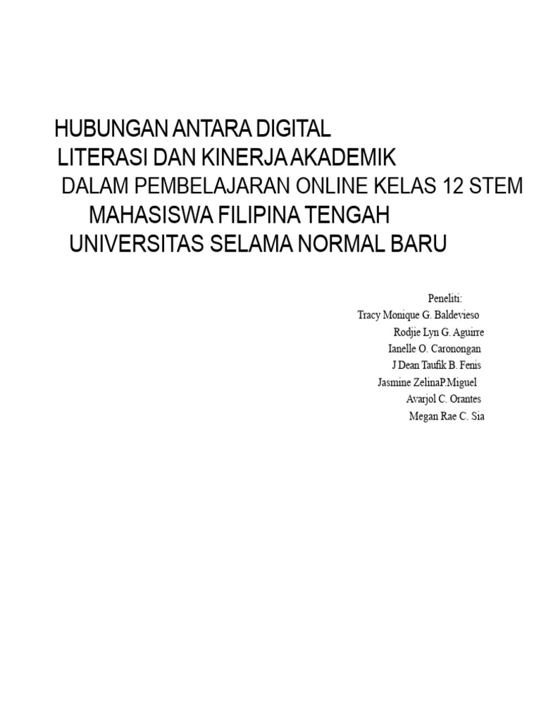 Digital Literasi dan Kinerja Akademik STEM | PDF