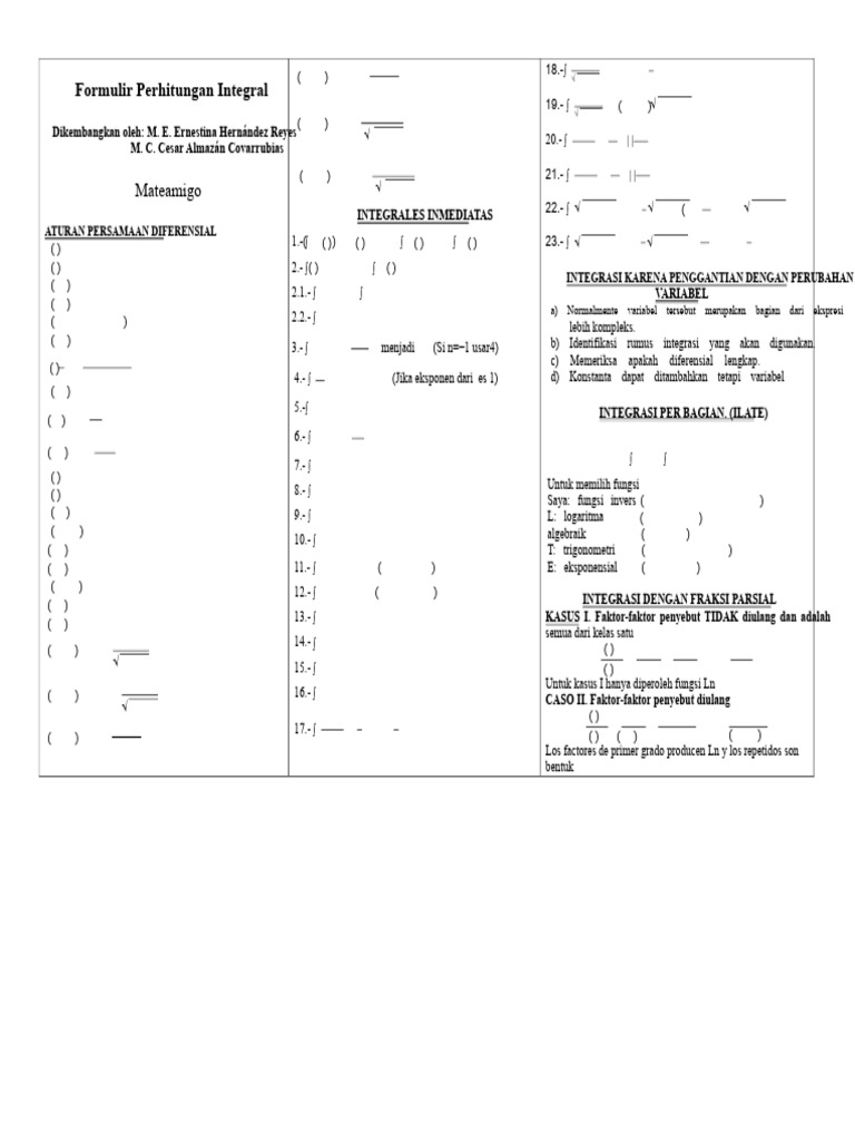 FORMULIR PERHITUNGAN INTEGRAL-Meamigo | PDF