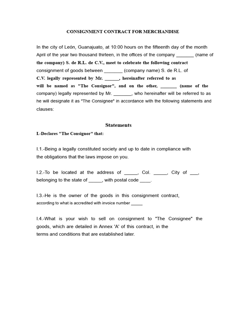 Merchandise Consignment Contract | PDF | Business Law | Private Law
